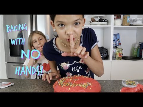 BAKING WITH NO HANDS! SURPRISE BIRTHDAY CAKE - YouTube