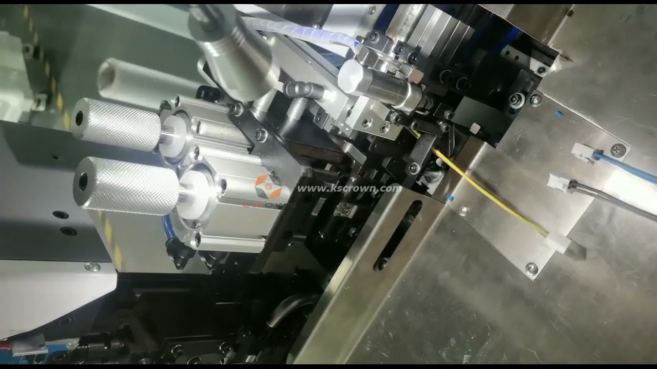 Semi-automatic Power Cord Stripping Crimping and Housing Connector Inserting Machine - YouTube