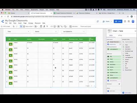Google Classroom List View with Data Studio - YouTube