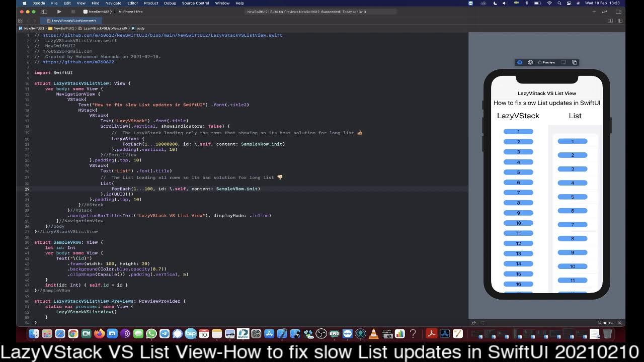 Lazyvstack Vs List View How To Fix Slow List Updates In Swiftui 20210210 Youtube