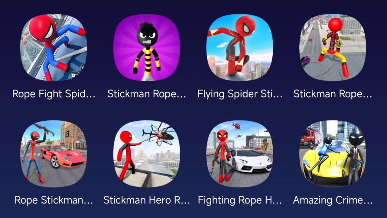 Rope Fight Spider, Stickman Rope Hero, Flying Spider Stickman, Rope ...