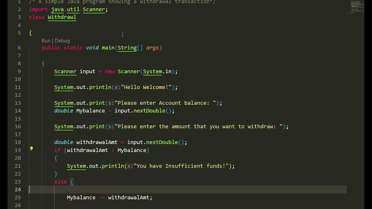 Learn Java : A simple bank account program in java - YouTube