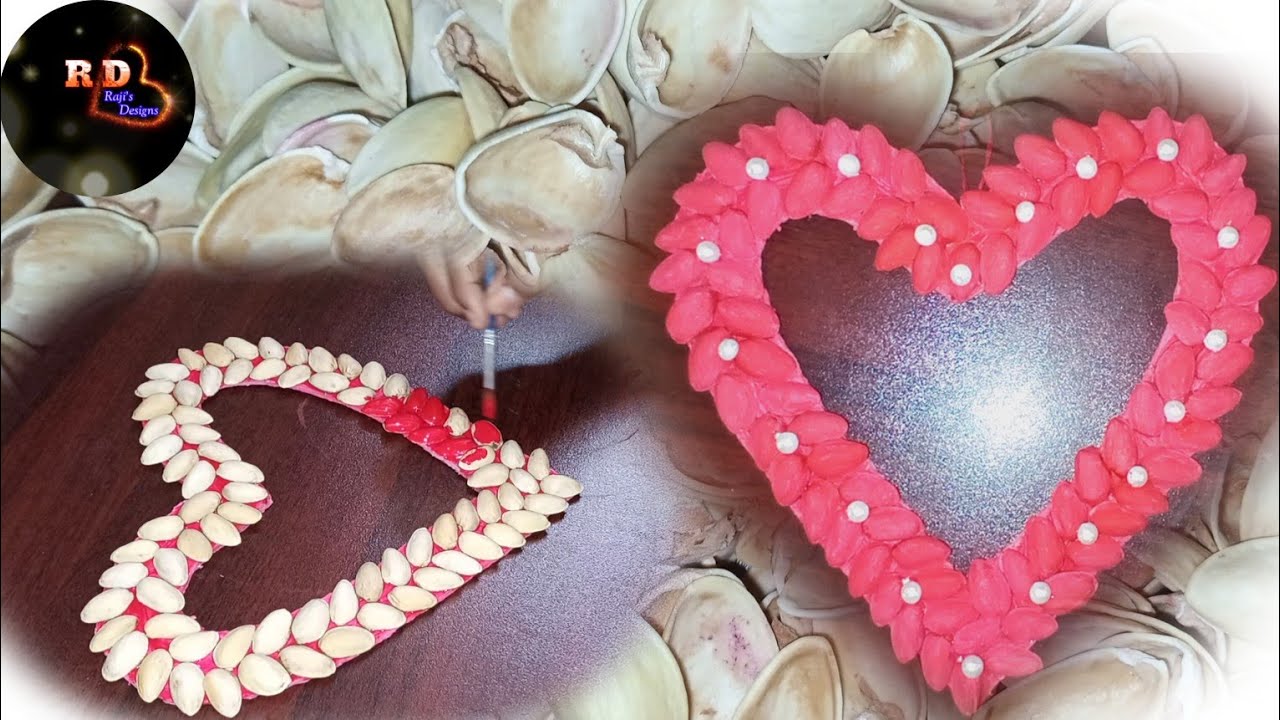 🎨🖌️Pista Shell Craft |Heart ️wall Hanging Decoration |Heart Design in ...