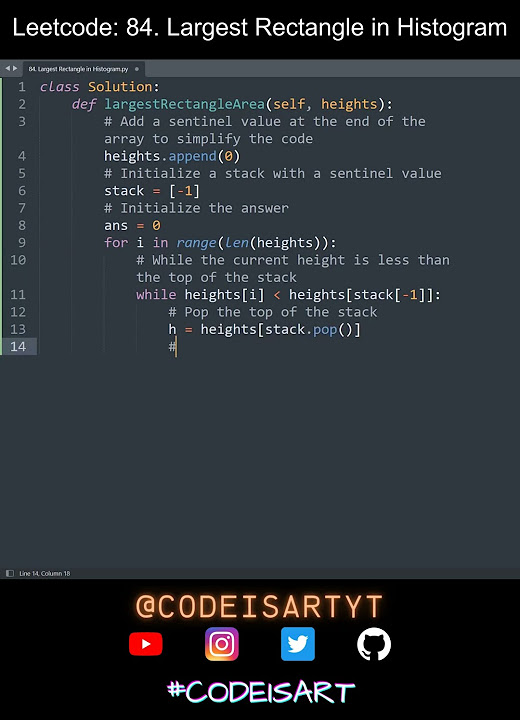 Leetcode 84 Largest Rectangle In Histogram In Python Python Leetcode 