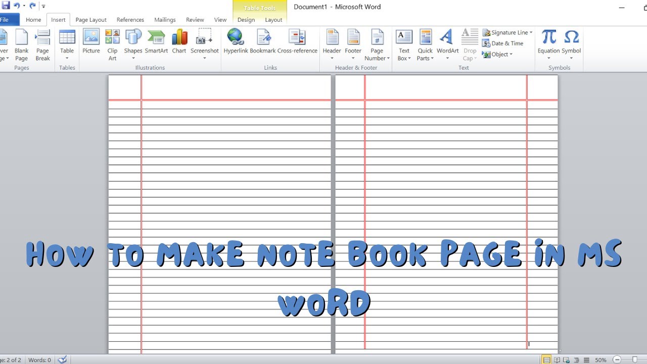 How to make | note book page in | MS Word - YouTube