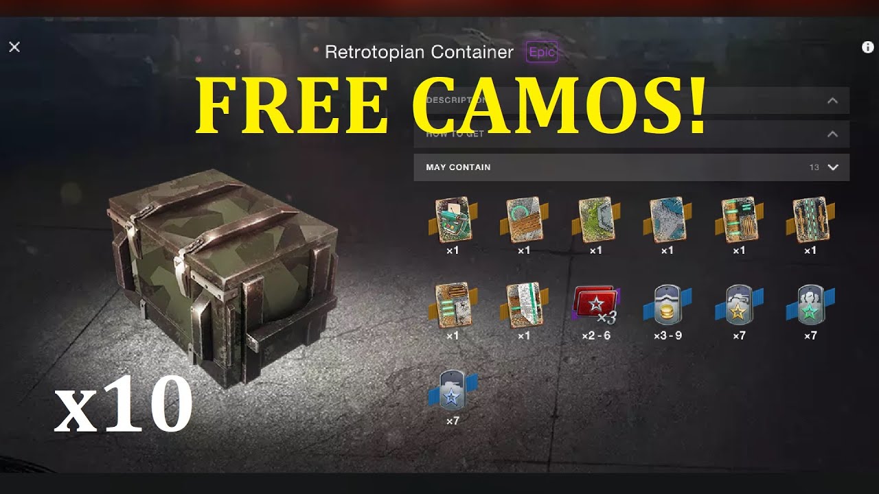Retrotopian Containers x10 Opening - How Many Legendary Camos Can We Win 🔥 World of Tanks Blitz ...