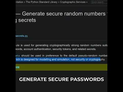 A Secure Password Generator In 2 Lines Using Python - YouTube