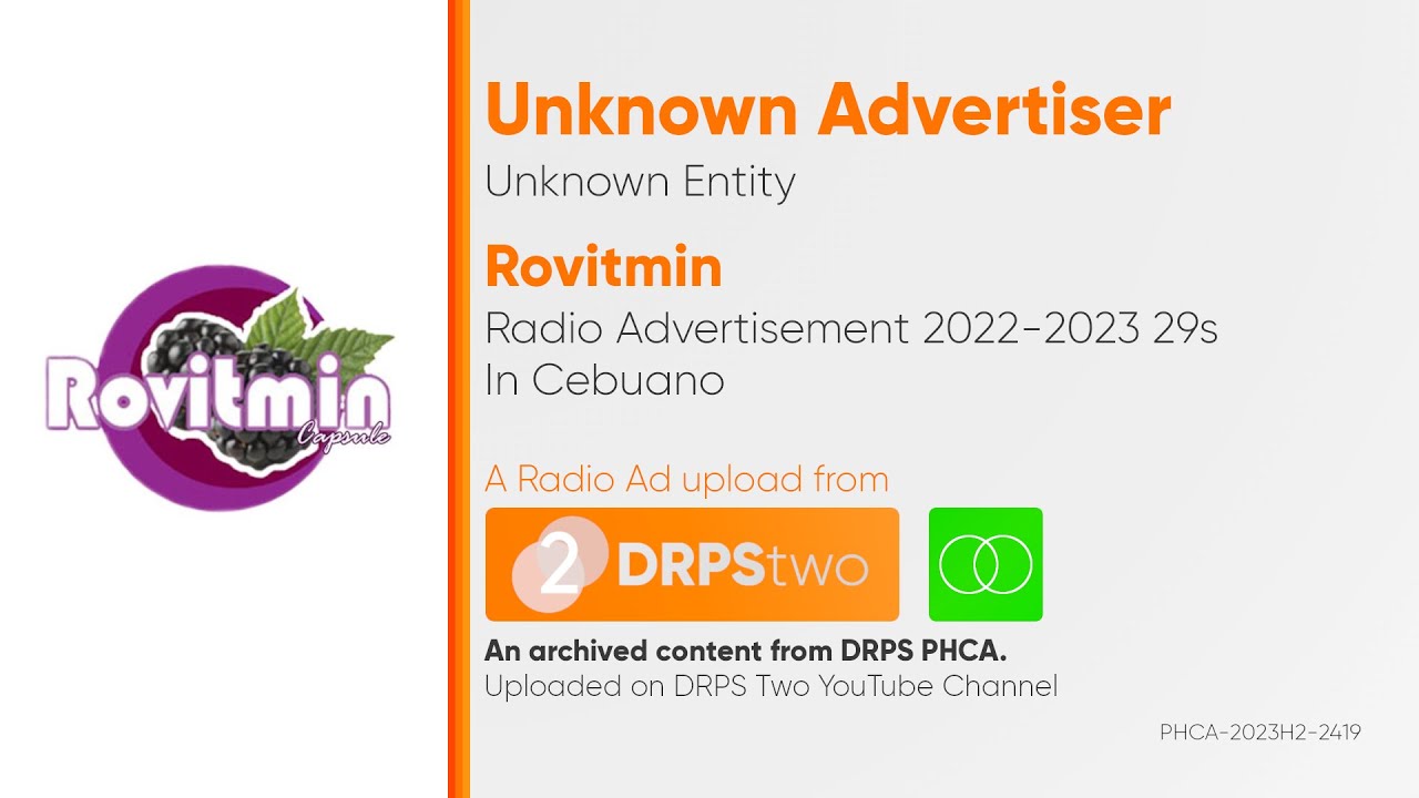 Rovitmin Radio Ad 2022-2023 29s (in Cebuano) - YouTube