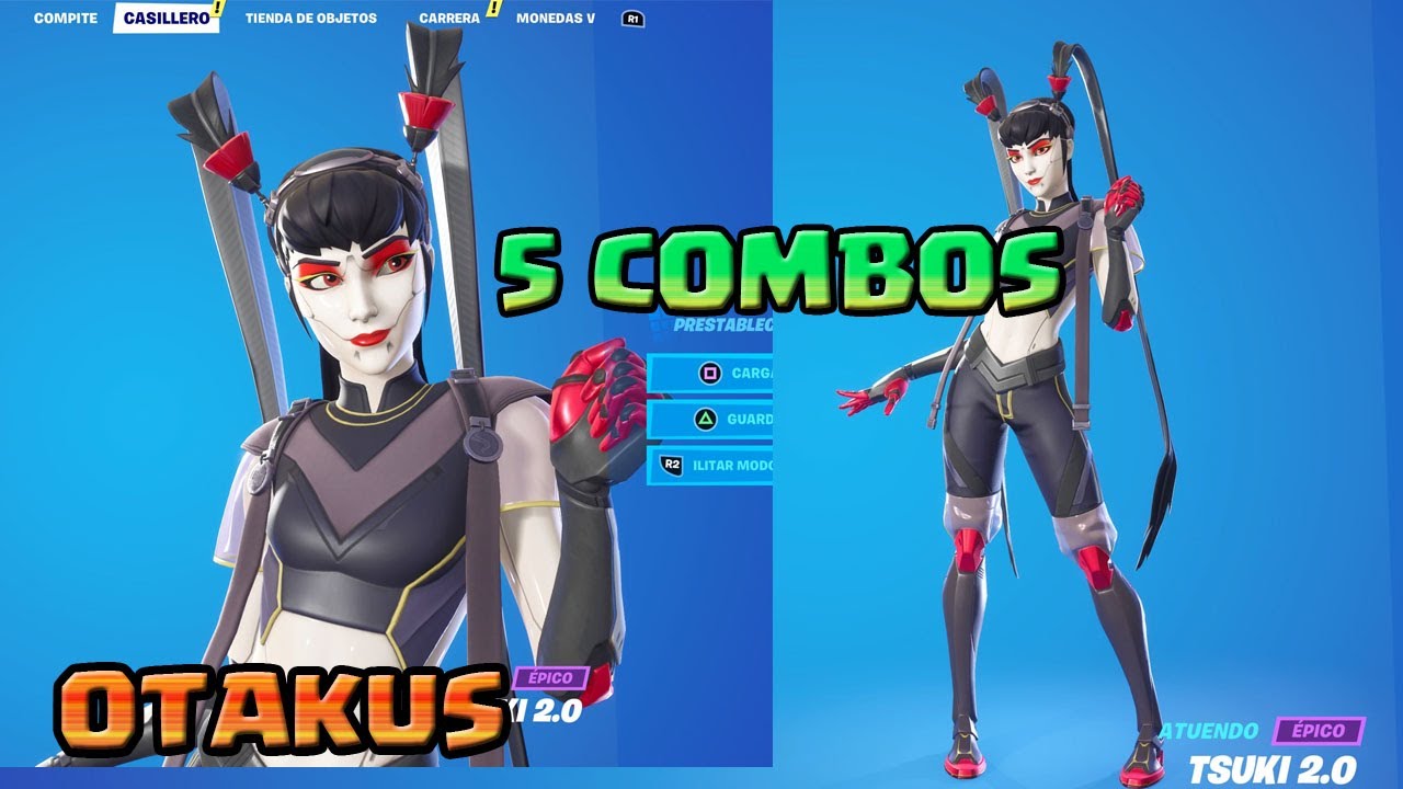 5 COMBOS TRYHARD CON LA TSUKI 2.0 FORTNITE BATTLE ROYALE - YouTube