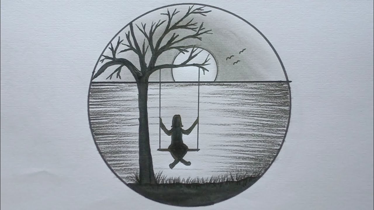 How to draw swinging scenery easy || Easy Drawing by Aysha - YouTube