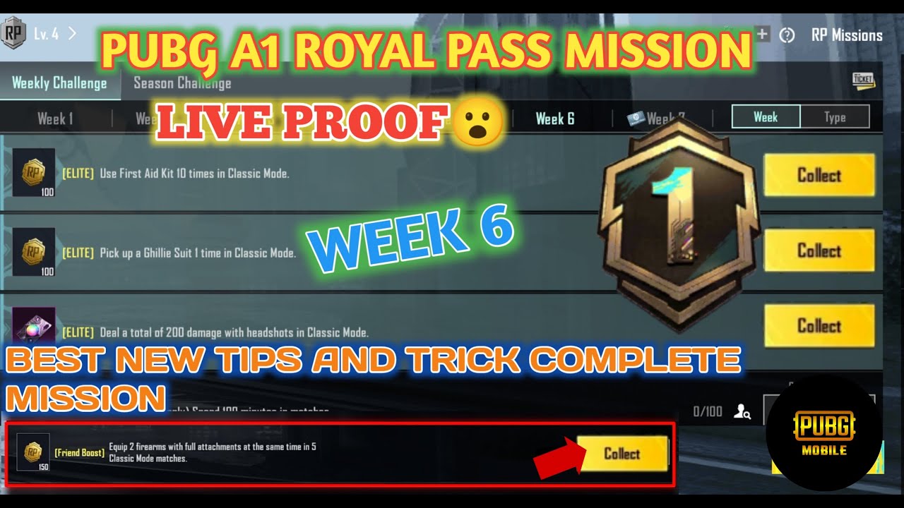 PUBG MOBILE WEEK 6 MISSION EXPLAIN | A1 ROYAL PASS MISSION - YouTube