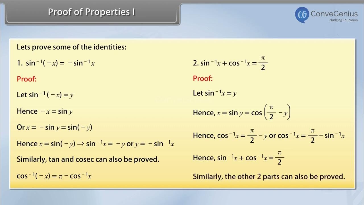 Proof of Properties of Inverse Trigonometric Functions - YouTube