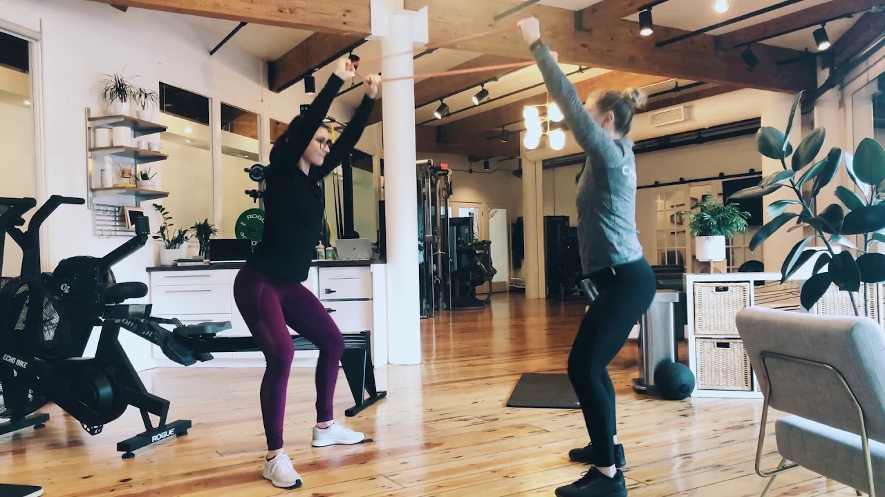 Partner Overhead Squat with Band - YouTube