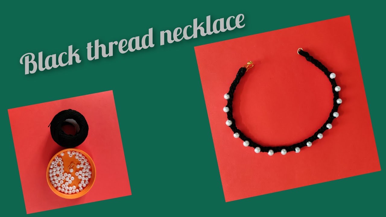 How to make a black thread 🪡 necklace 🌷 with beads easily #craft #diy ...