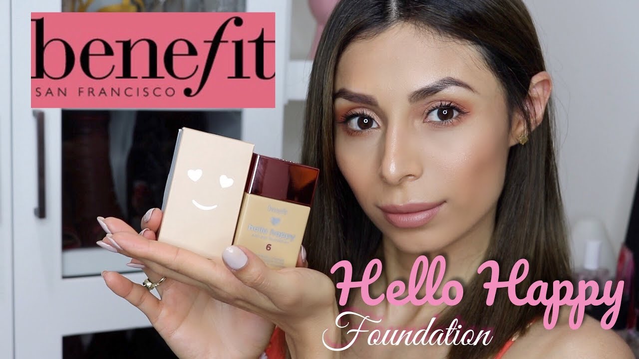 NEW! Benefit Hello Happy Foundation l Review & Wear Test - YouTube