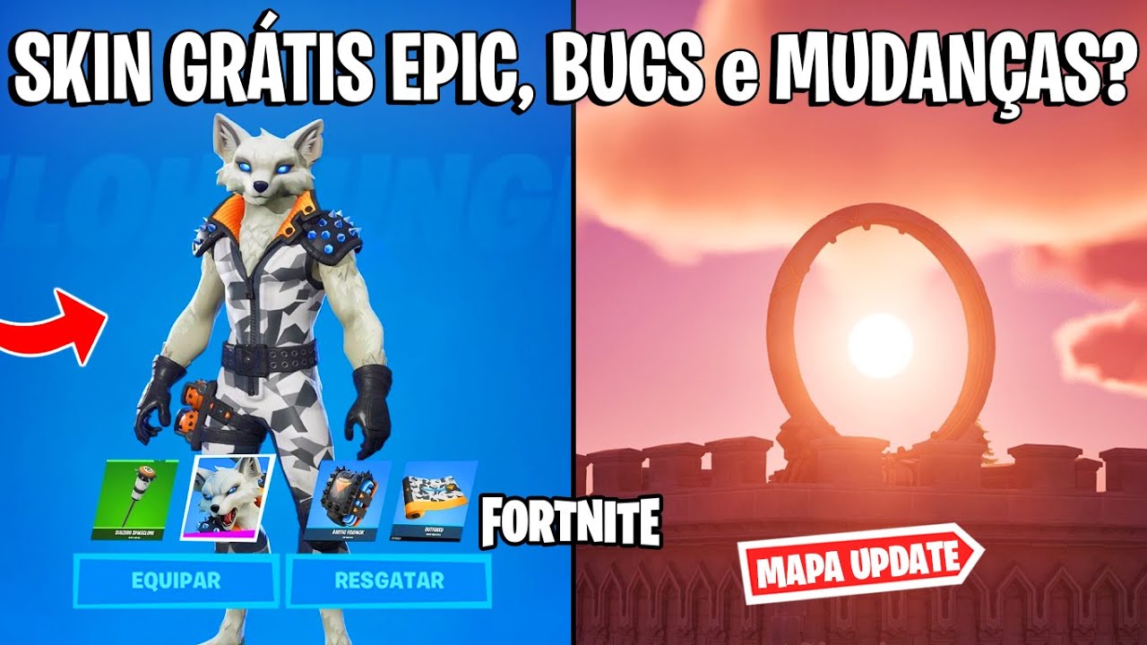 FORTNITE - SKIN GRÁTIS EPIC, BUG SKINS e MUDANÇAS MAPA? - YouTube