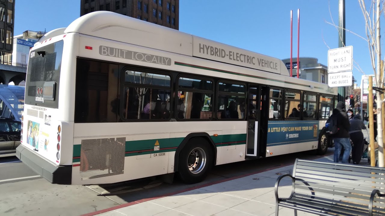 AC Transit 1574 on Line 51B, 1543 on Line 79, Berkeley Lab 5009 on the ...