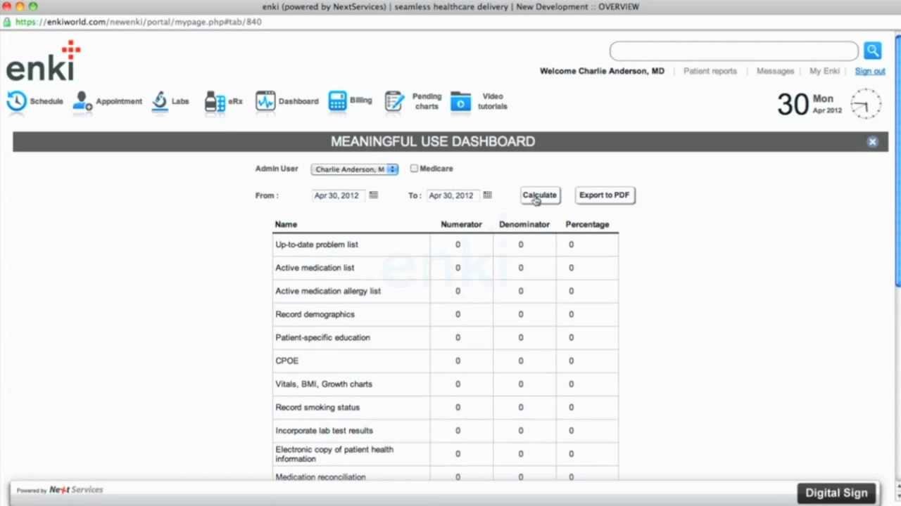 MU Dashboard - enki EHR (NextServices) - YouTube