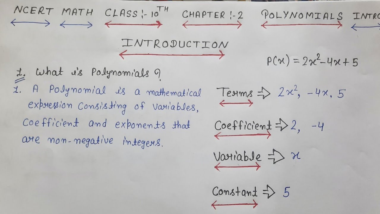 CLASS-10TH || CH-2 || POLYNOMIALS || INTRODUCTION VIDEO || NCERT MATH ...