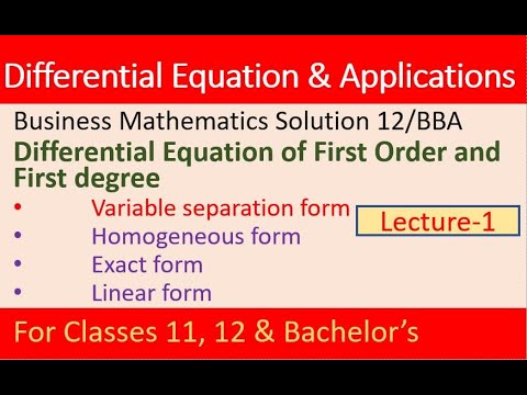 differential equation of first order and first degree | Business ...