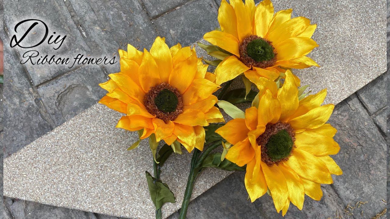 DIY \How to Make Satin Ribbon flowers sunflower 🌻 Easy - YouTube