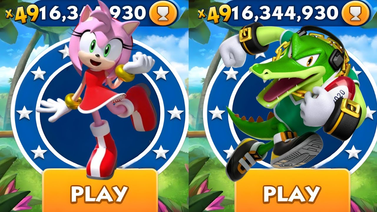 Sonic Dash - Amy vs Vector - All Characters Unlocked - Gameplay - YouTube