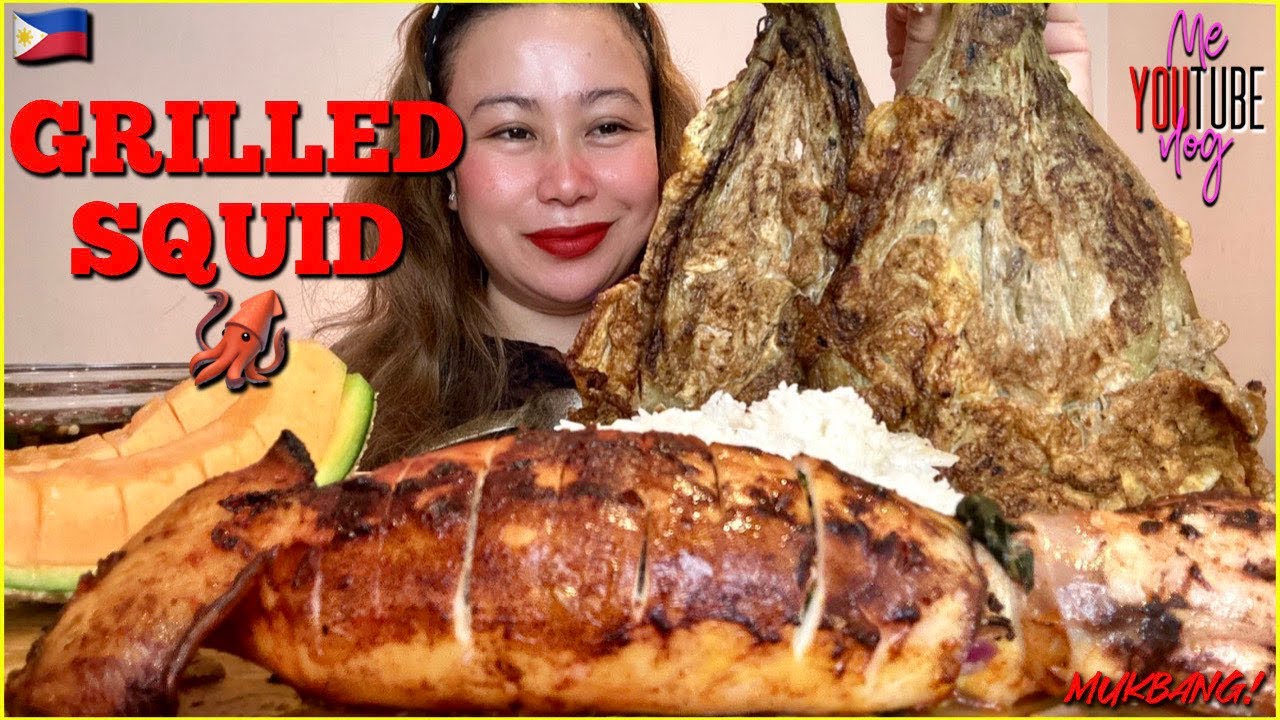 GRILLED SQUID 🦑 TORTANG TALONG #eatingshow #eatingchannel #filipinofood ...
