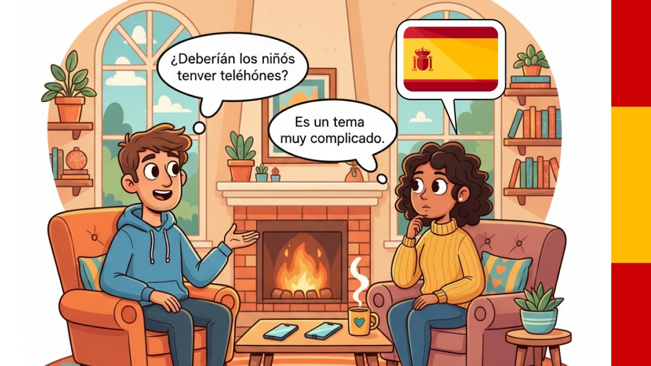 Should Kids Have Phones? 📱 Easy Spanish Dialogue A2/B1 - Learn Real ...