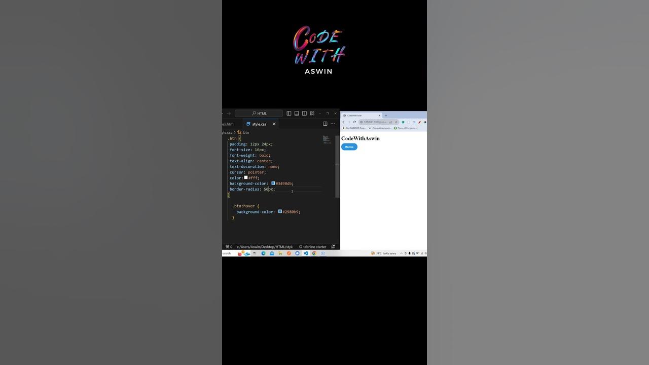 Border Radius in 60 Seconds #shorts #ytshorts #codewithaswin #css #css3 #border #beginners # ...