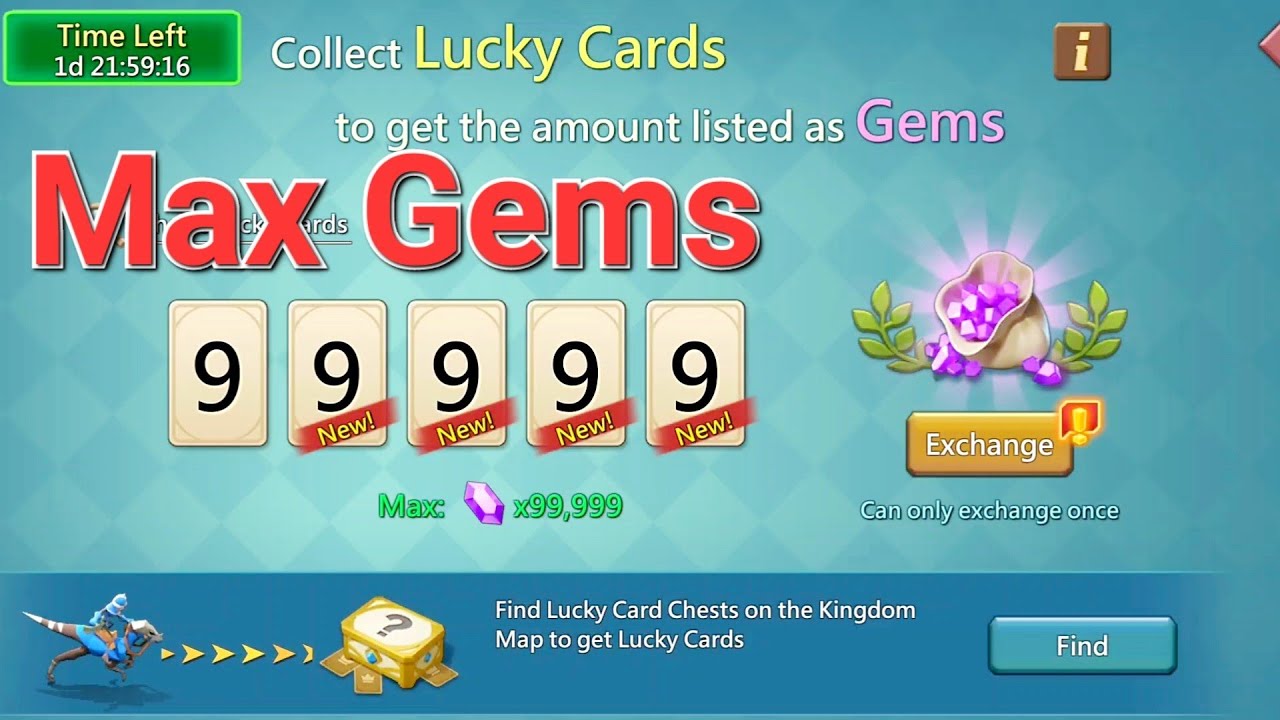 Max Gems in Lucky Cards - Lords mobile - YouTube