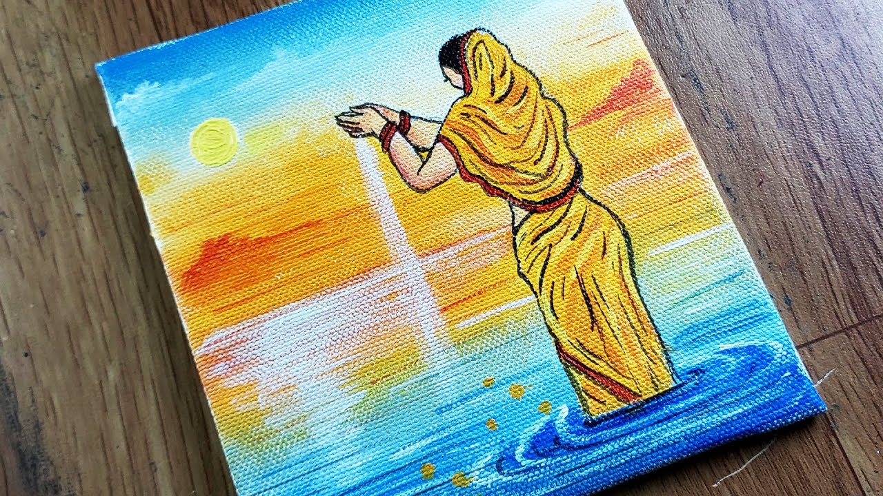 Chath Puja Drawing / Acrylic Painting / Step by Step - YouTube