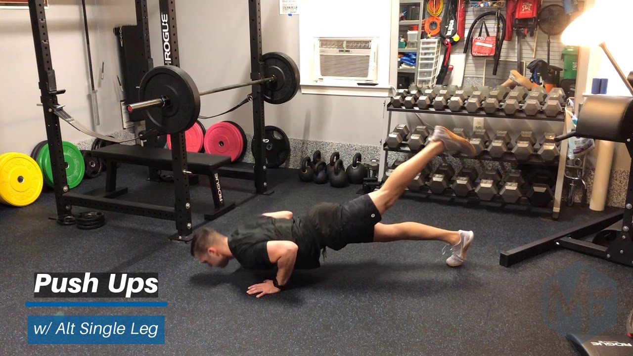 Alternating Single Leg Push Ups - YouTube