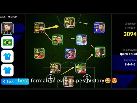 best formation of pes history#efootball 2-1-4-3 - YouTube