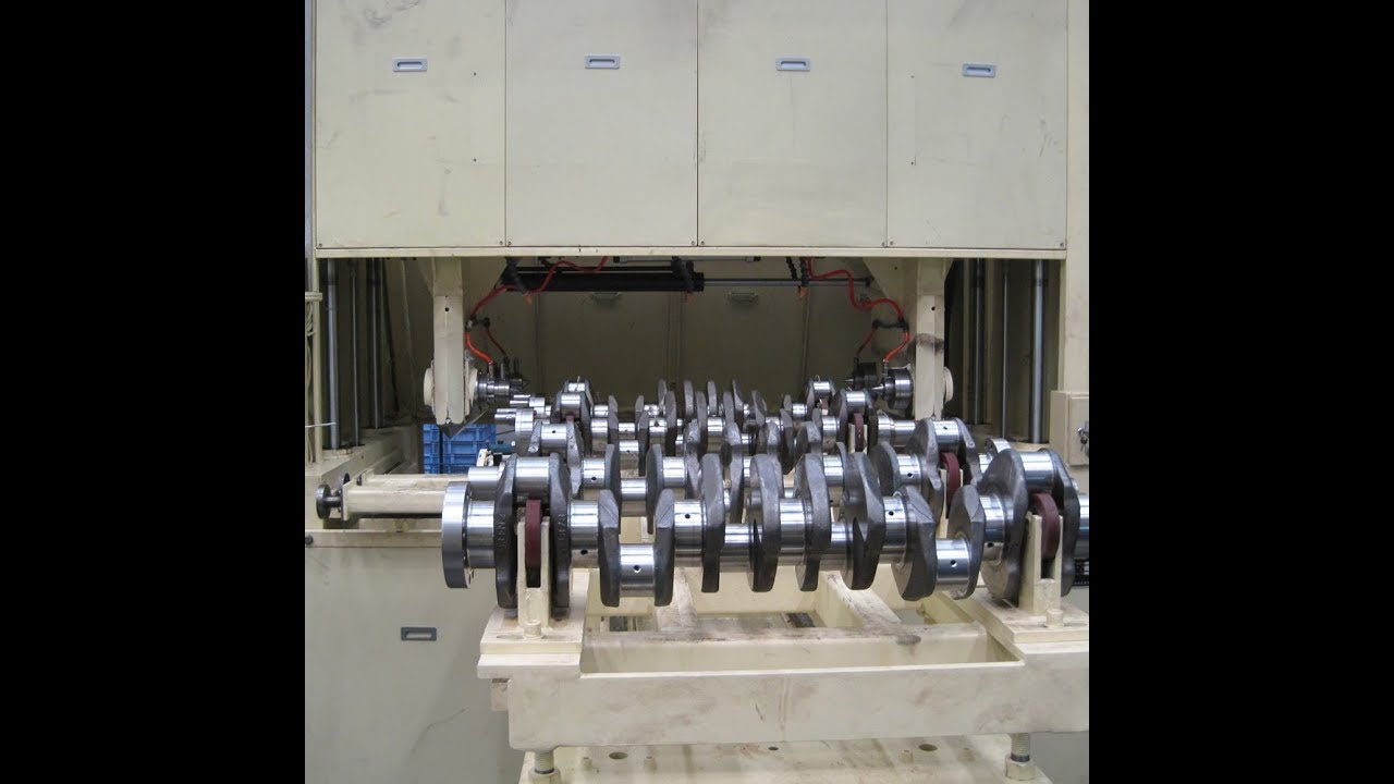 Crankshaft surface finishing machine - YouTube