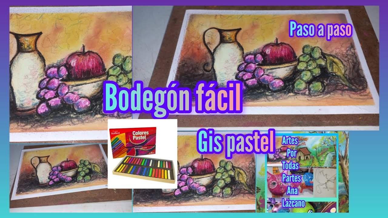 Bodegón fácil fácil, gis pastel, paso a paso. - YouTube