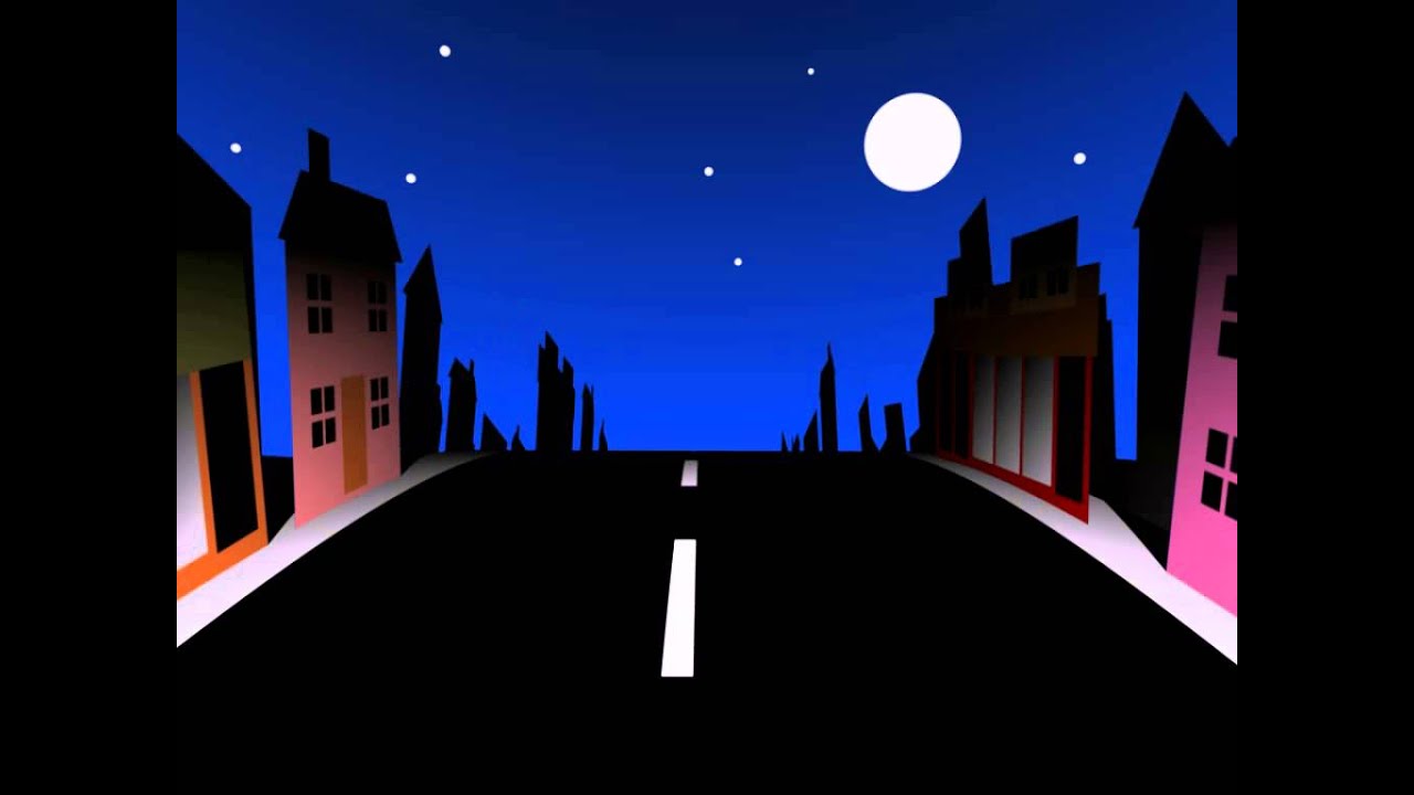 Stylised "driving through the town" backdrop. Free animated loop. 4:3 ...