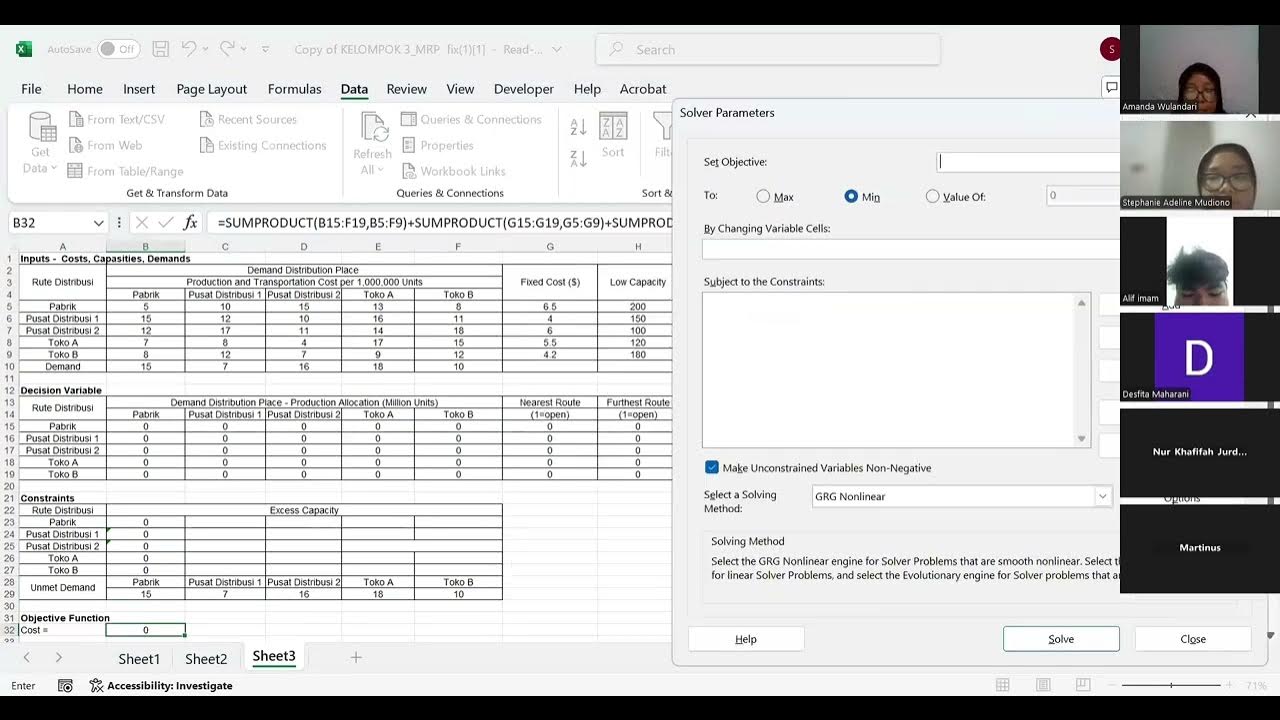MRP 3B - Tutorial Supplay Chain Network Optimization with integer programming using excel solver ...