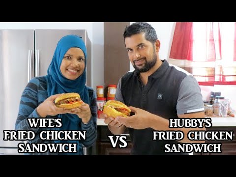 Trini Homemade Fried Chicken Sandwich | Wife vs Hubby Version | Fried ...