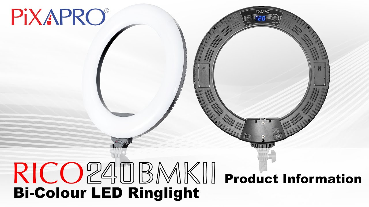 PIXAPRO RICO240B MKII - Bi-Colour Balanced LED Ring Light - YouTube