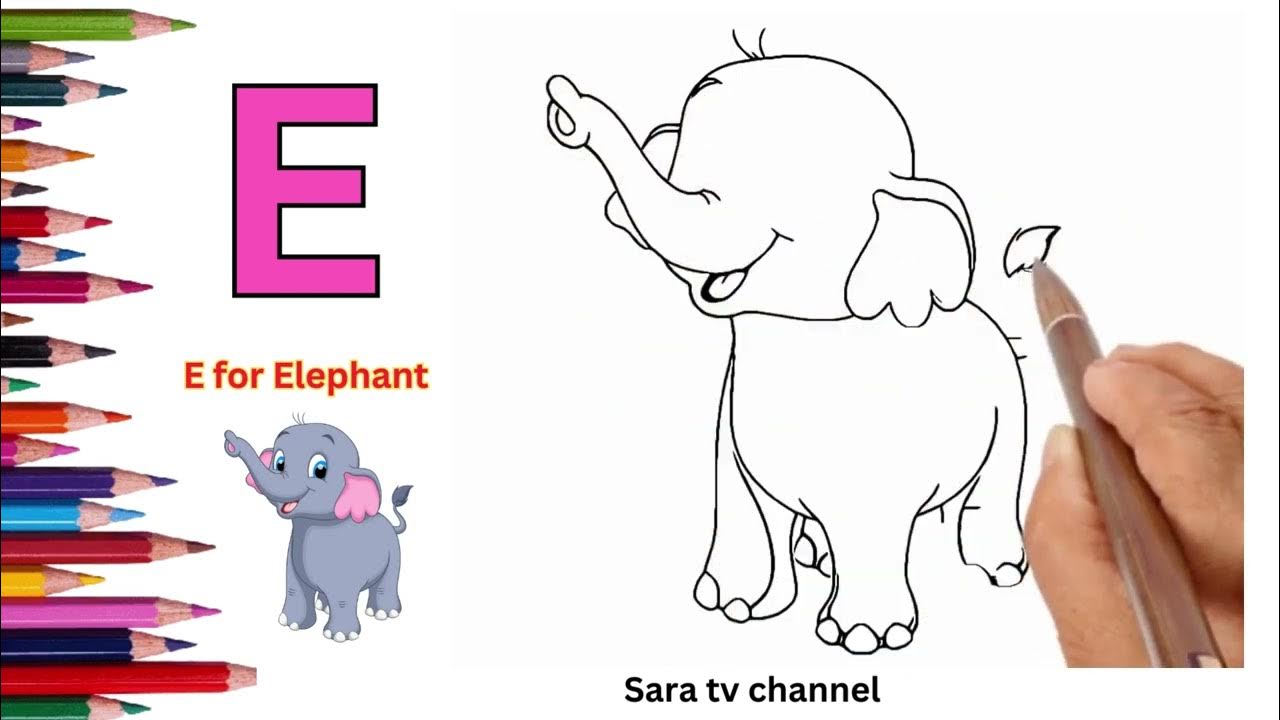 E for elephant - Alphabet Art - Letter Drawing - Educational - ABC ...