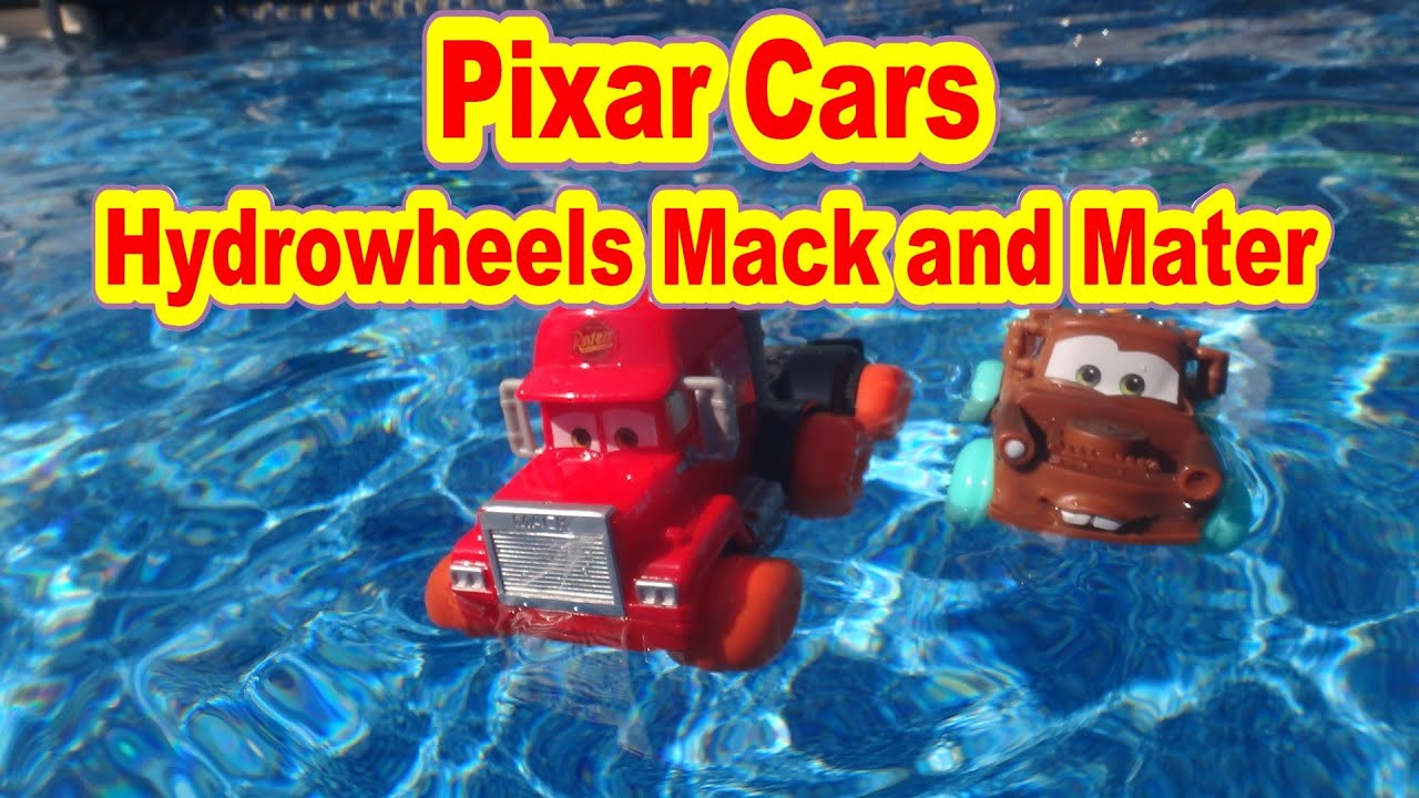 Pixar Cars Hydro Wheels Mater and Hydro Wheels Mack in the Pool - YouTube