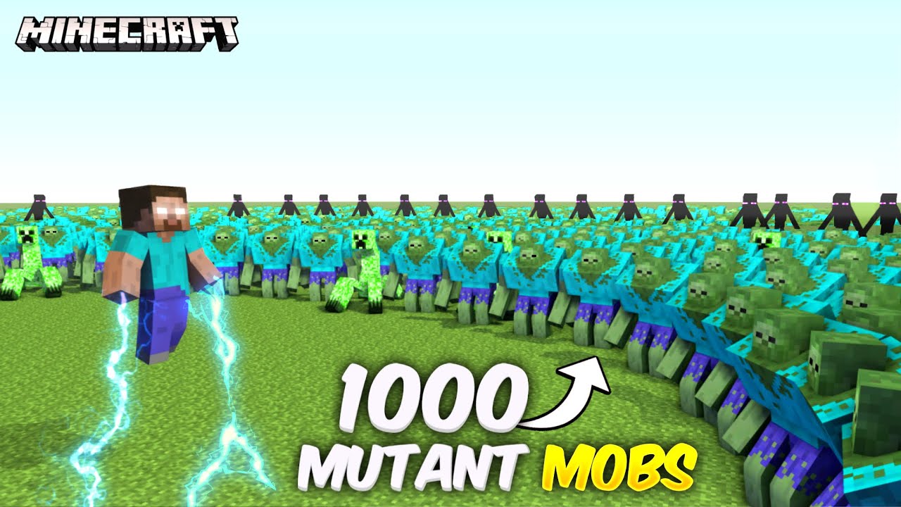 1000 Mutant Mobs vs Herobrine in Minecraft | Mob Battle Minecraft - YouTube