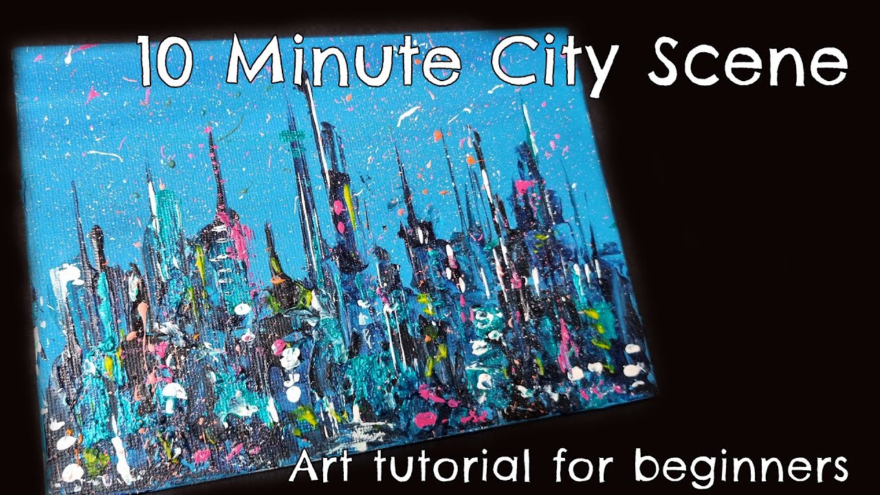 Art for beginners: Ten-minute City scene art tutorial with relaxing ...