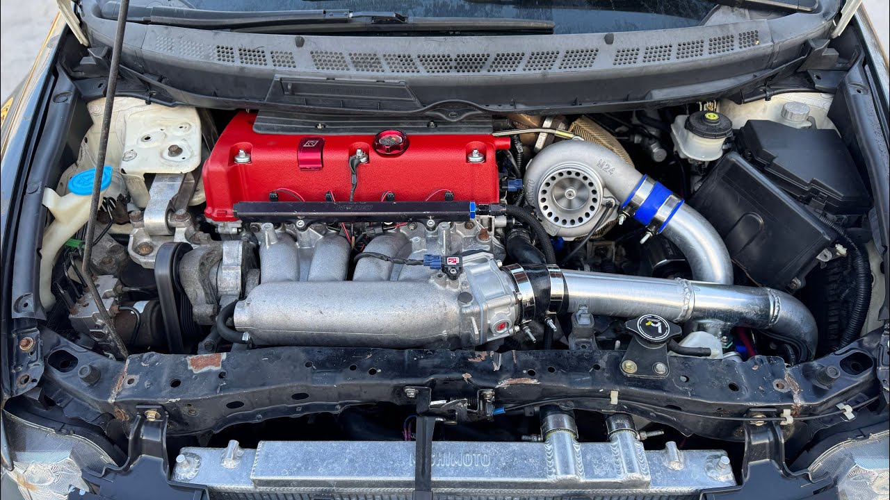 All finished up on the 8th gen si turbo kit install is now complete ...