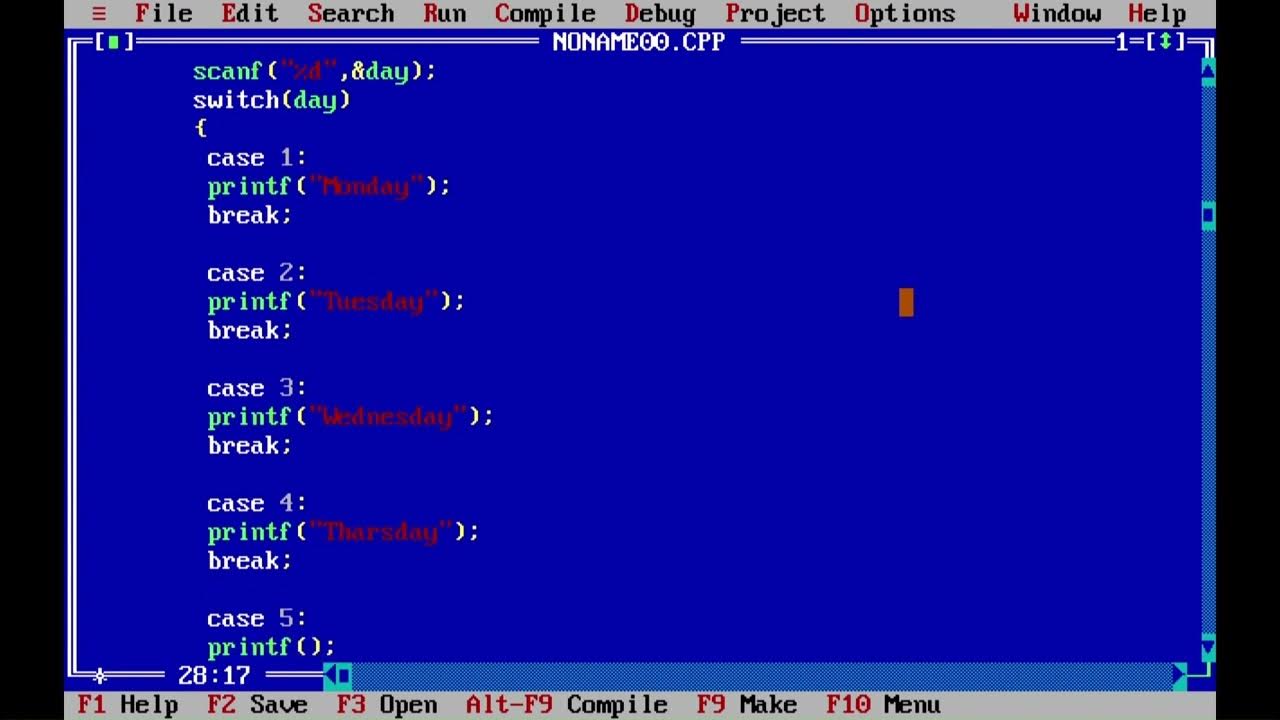 Video 22 Display Week Name Using Switch Case Statement In Programming video-22-display-week-name-using-switch-case-statement-in-programming