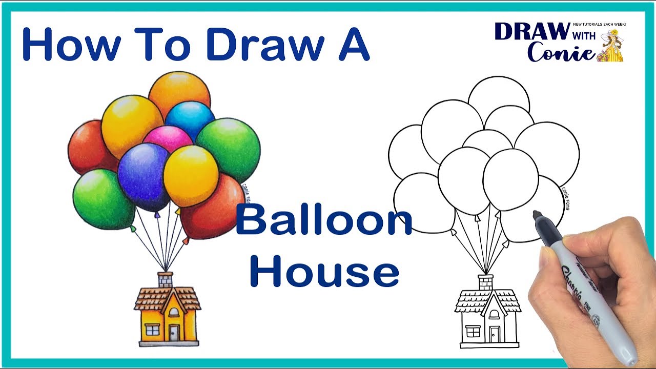 How to draw a balloon house EASY for kids #drawingforkids # ...