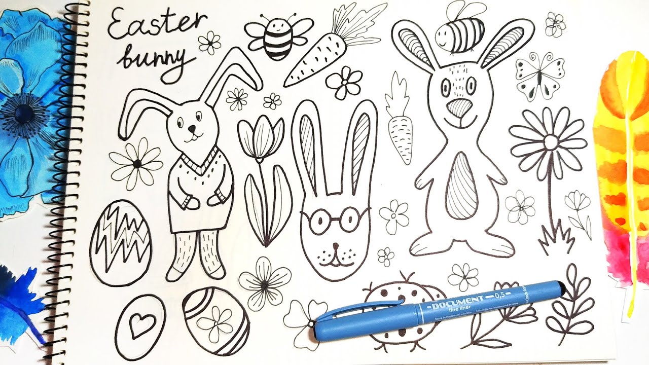 Easter Bunny Doodles Ideas - Drawing for Beginners \ Spring Doodling ...
