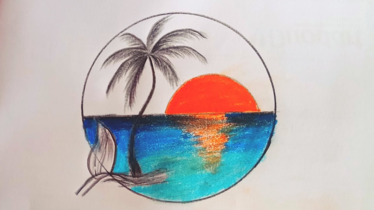 Sunshine scenery drawing easy,,খুব সহজে দৃশ্য আঁকো,, ||#video #drawing ...