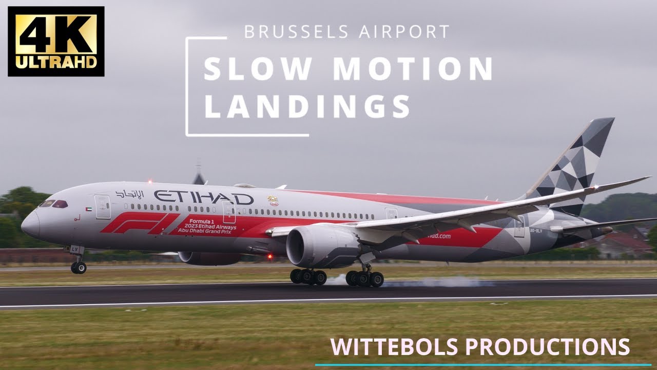 Cinematic 4k Slow motion Landings At Brussels Airport on 13 07 2023 ...