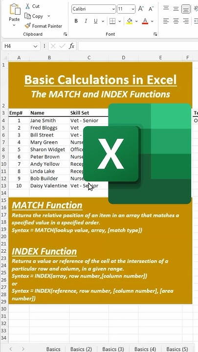 Unleash Your Excel Skills: A Beginner's Guide to INDEX and MATCH #excelforbeginners #excel - YouTube